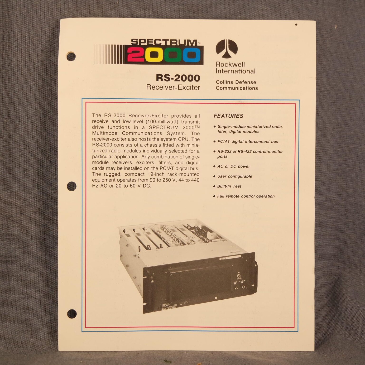 NEW Spectrum 2000 Brochure Collins Defense Communications - Collins ...